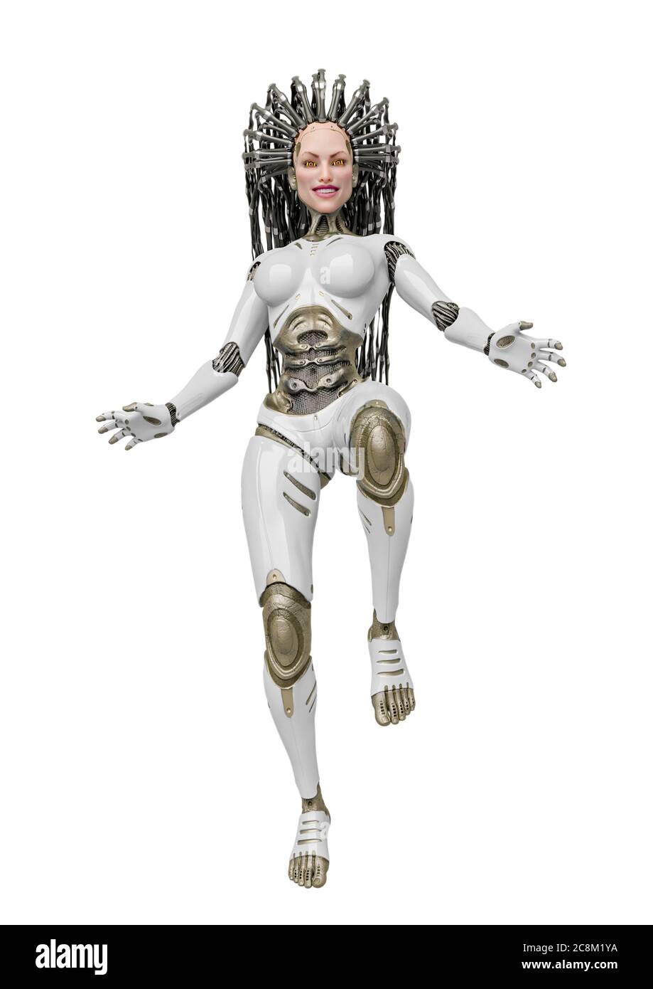 super cyborg is floating in the air, 3d illustration Stock Photo - Alamy