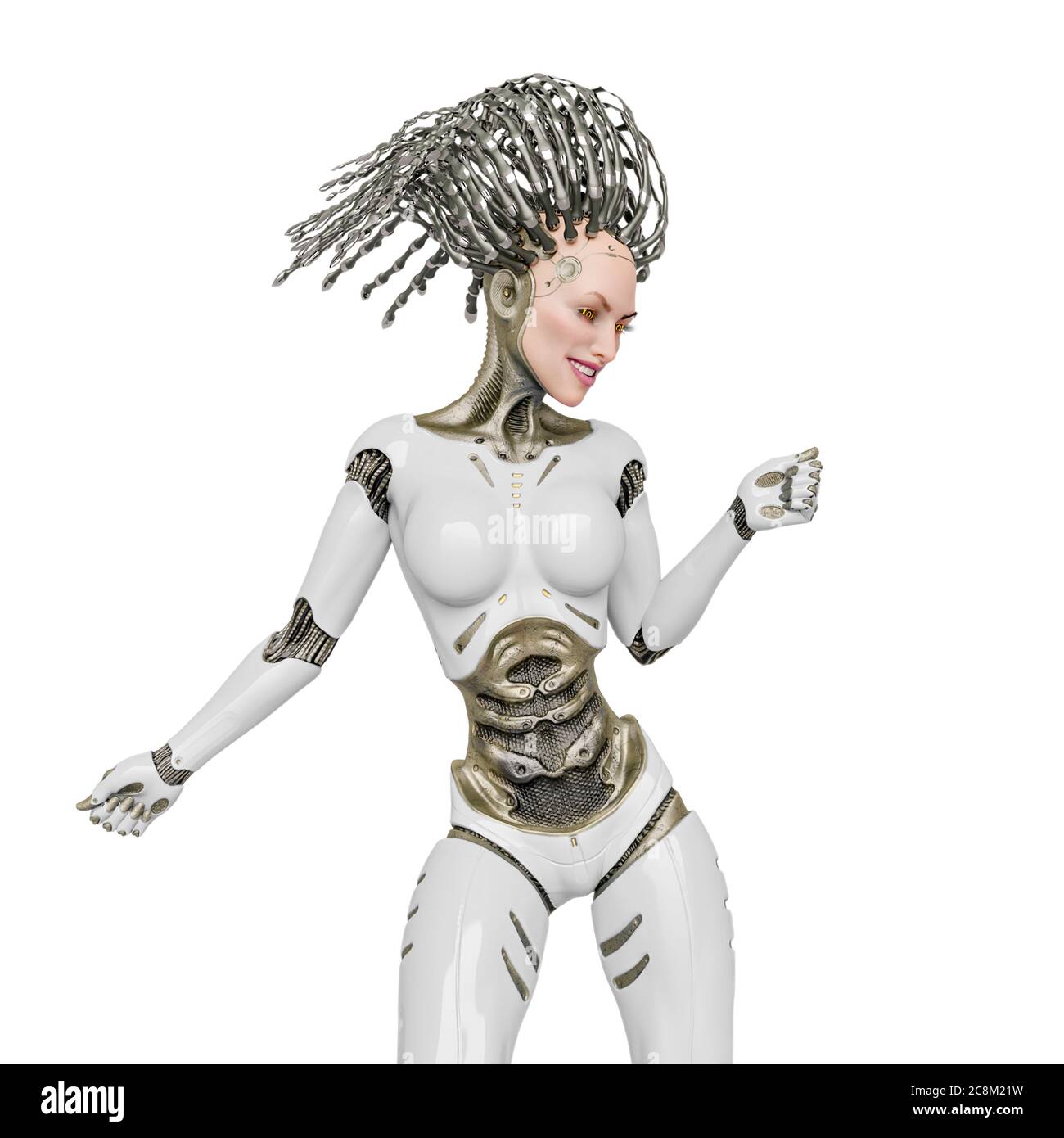 super cyborg is dancing and happy, 3d illustration Stock Photo - Alamy