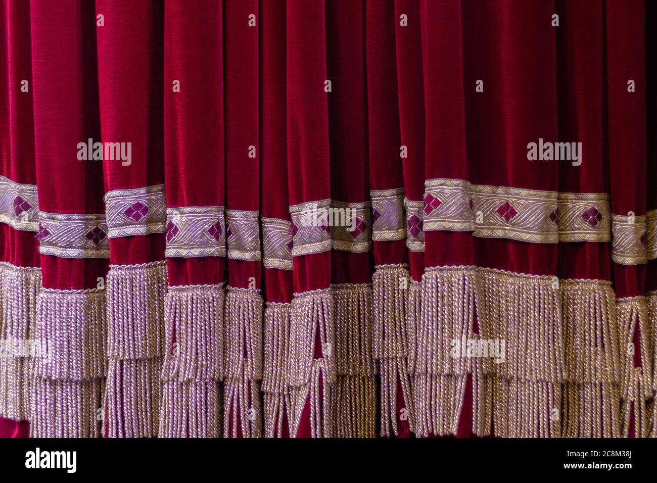 Red Velvet Curtains With Gold Fringe at Marvin Wolbert blog