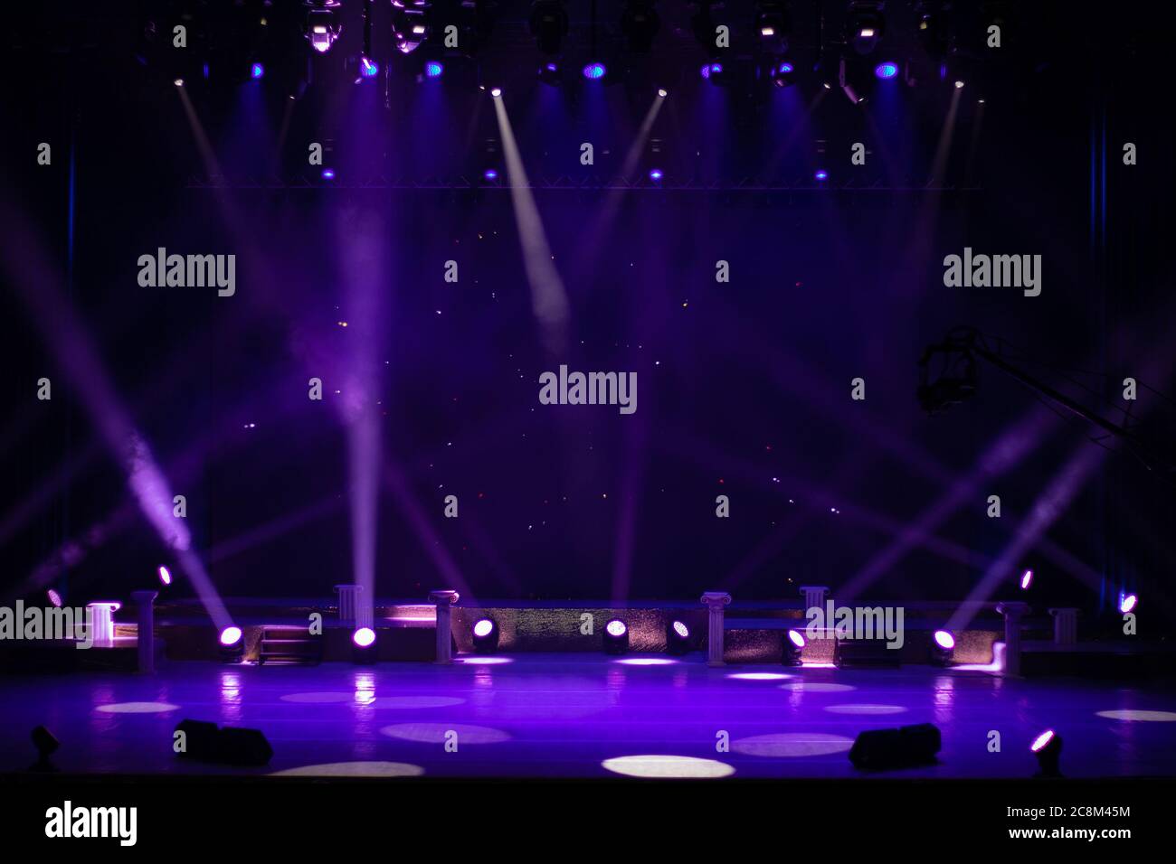 scene, stage light with colored spotlights and smoke Stock Photo - Alamy