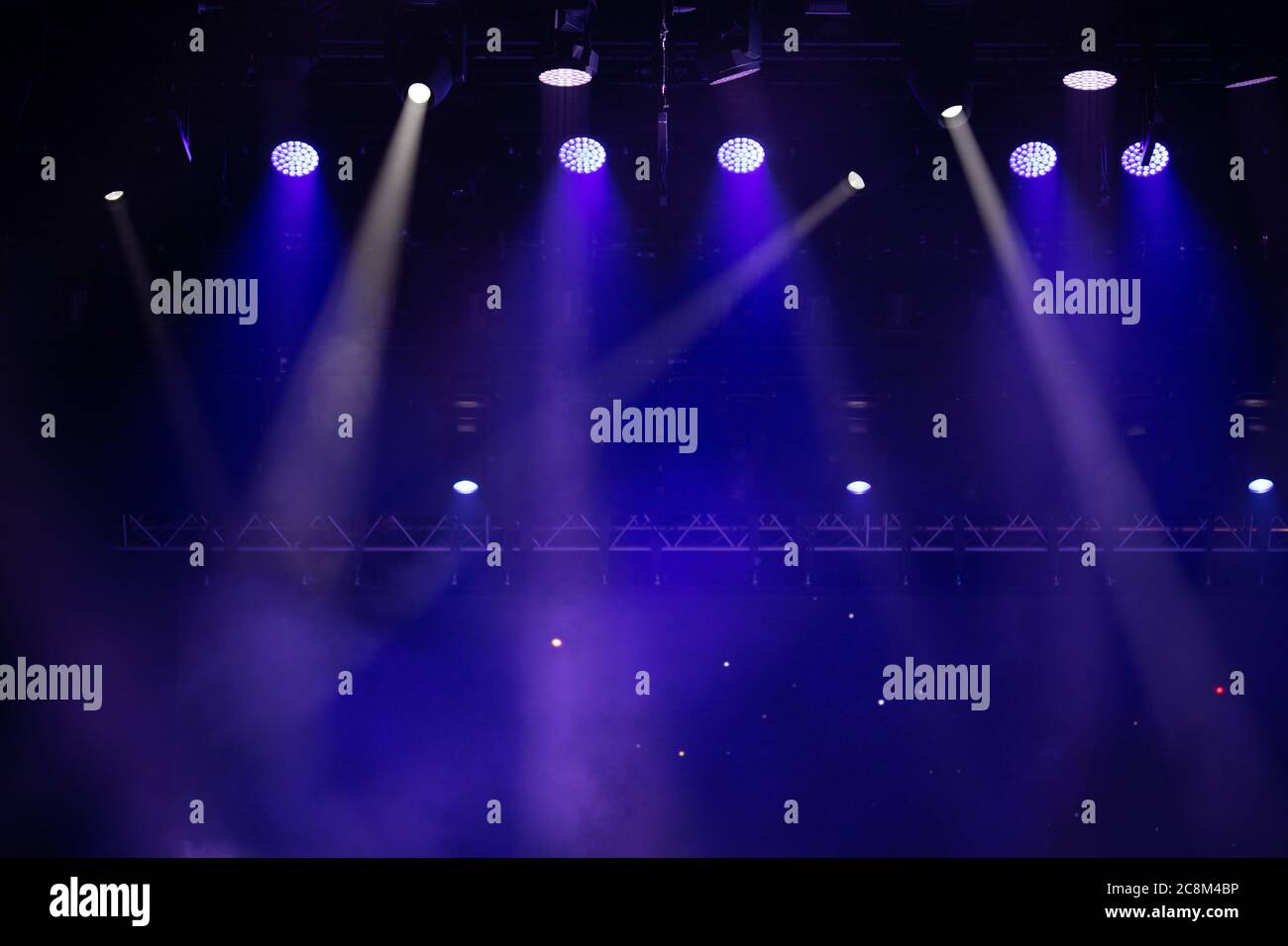 scene, stage light with colored spotlights and smoke Stock Photo - Alamy
