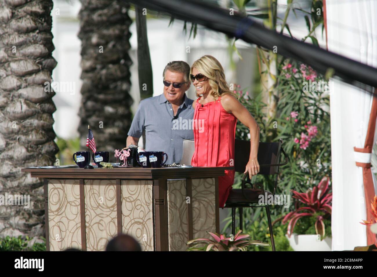 MIAMI BEACH, FL - MAY 05: Kelly Ripa and Regis Philbin on the set of ...