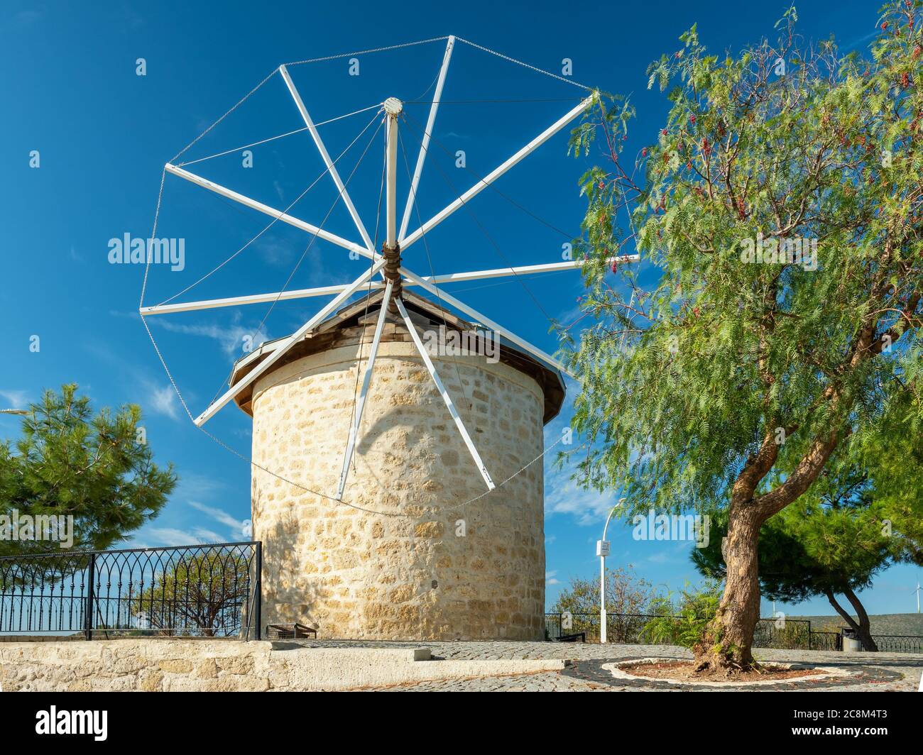 Traditional windmills in Alacati, Izmir province, Turkey Stock Photo ...