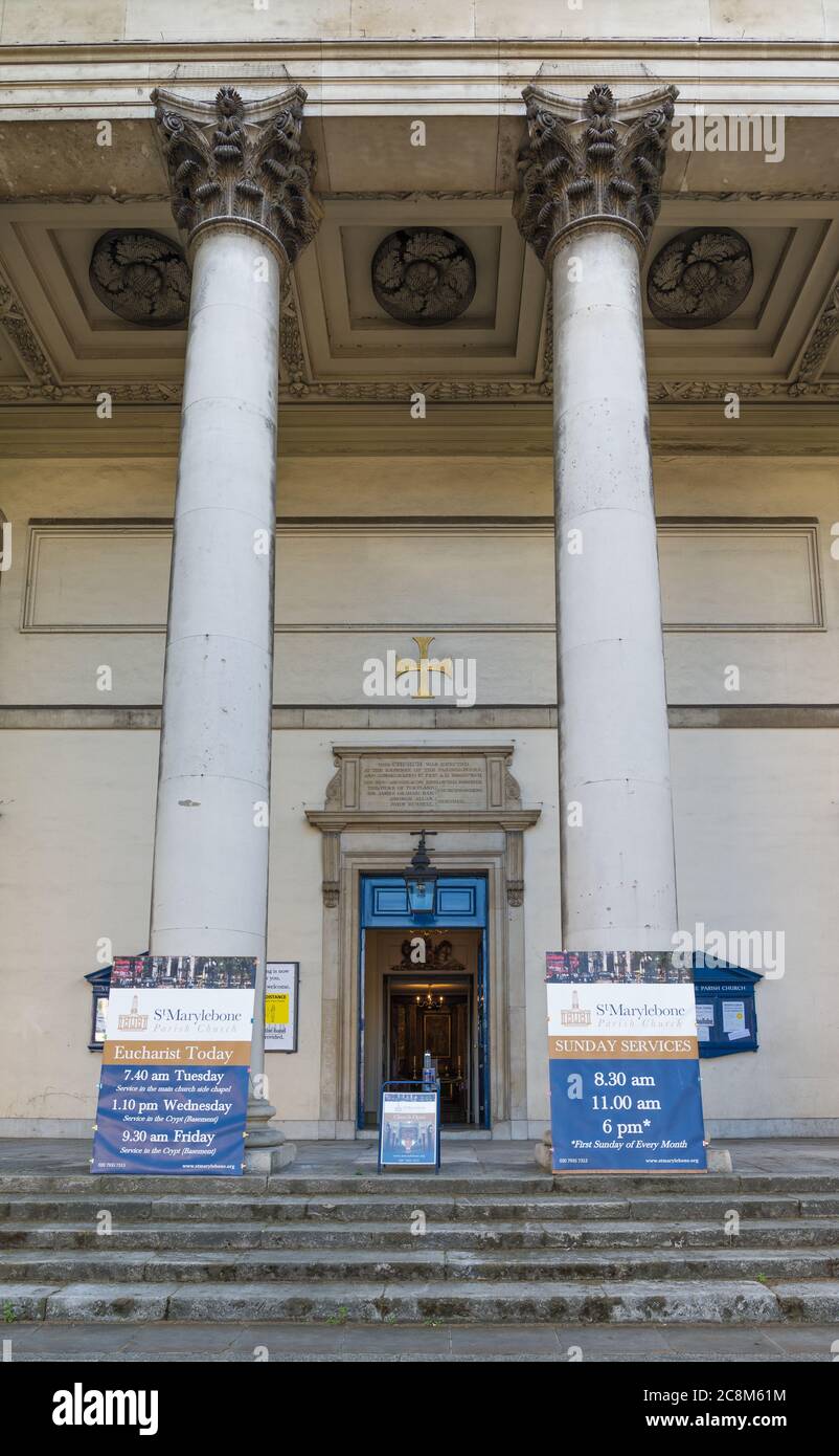 Main entrance to St. Marylebone Parish Church, Marylebone Road,London ...