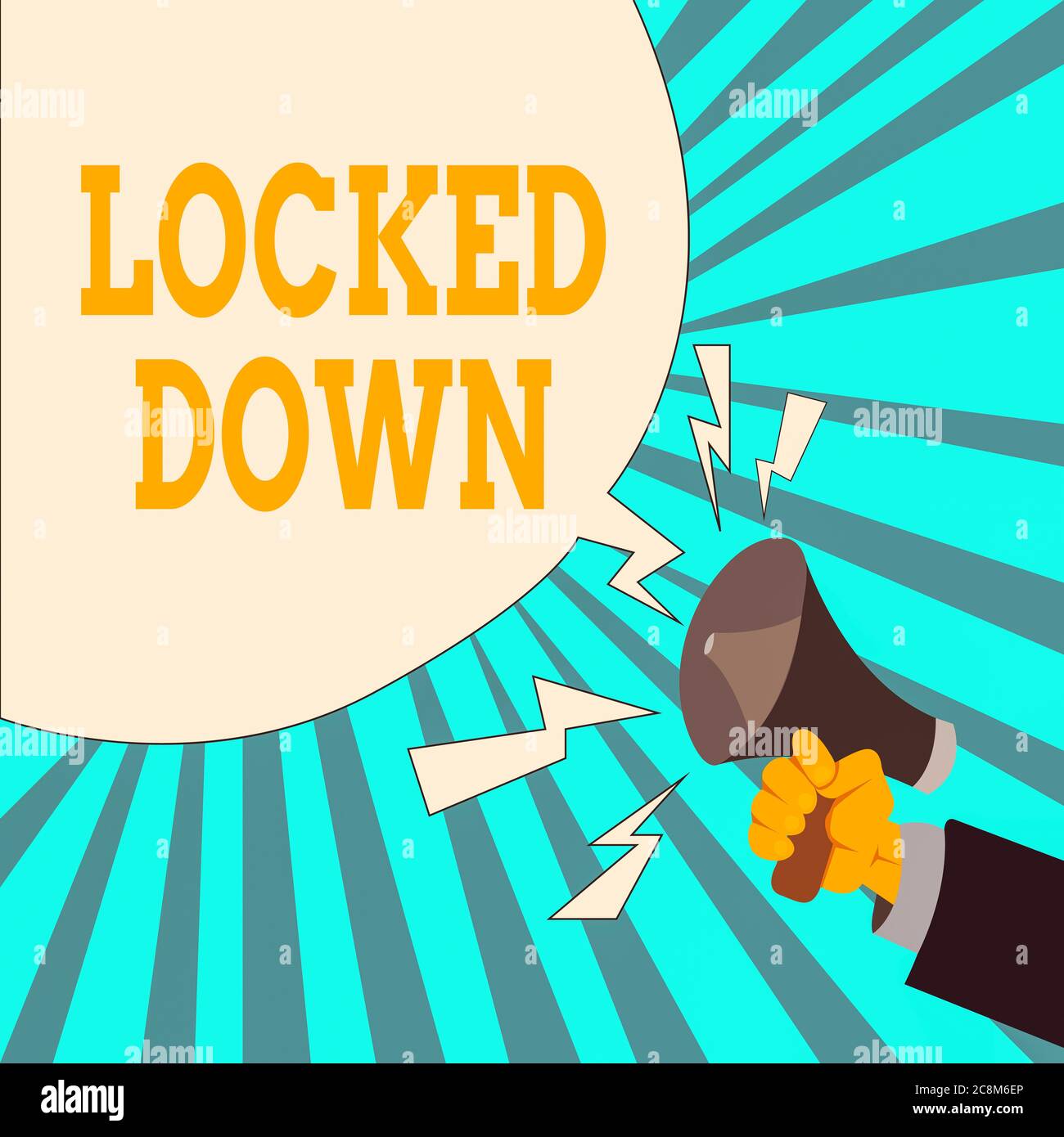 Writing note showing Locked Down. Business concept for emergency ...