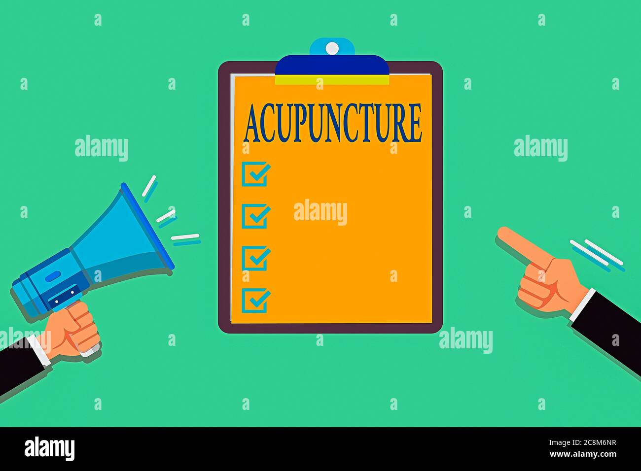 Writing note showing Acupuncture. Business concept for system of ...