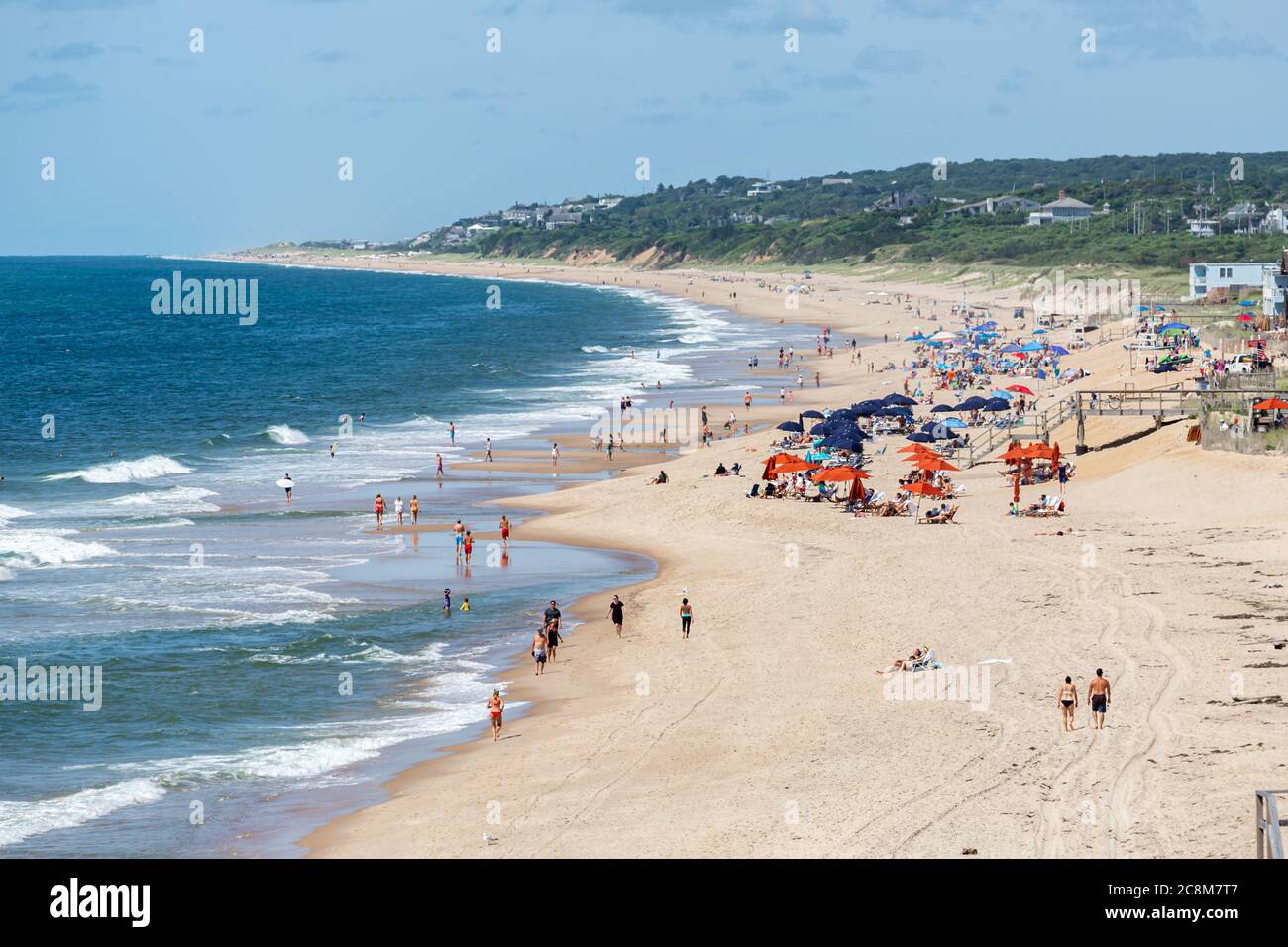 Atlantic Ocean Umbrellas Families Sunbathing Hi Res Stock Photography