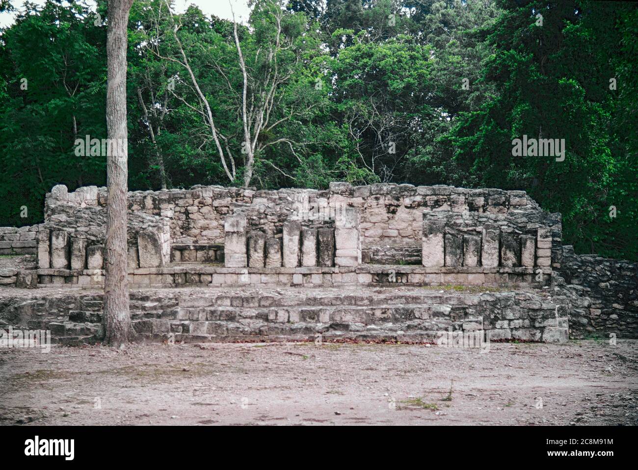 Chicanna Mayan Ruins. Campeche, Mexico. Vintage film image - about 1990 ...