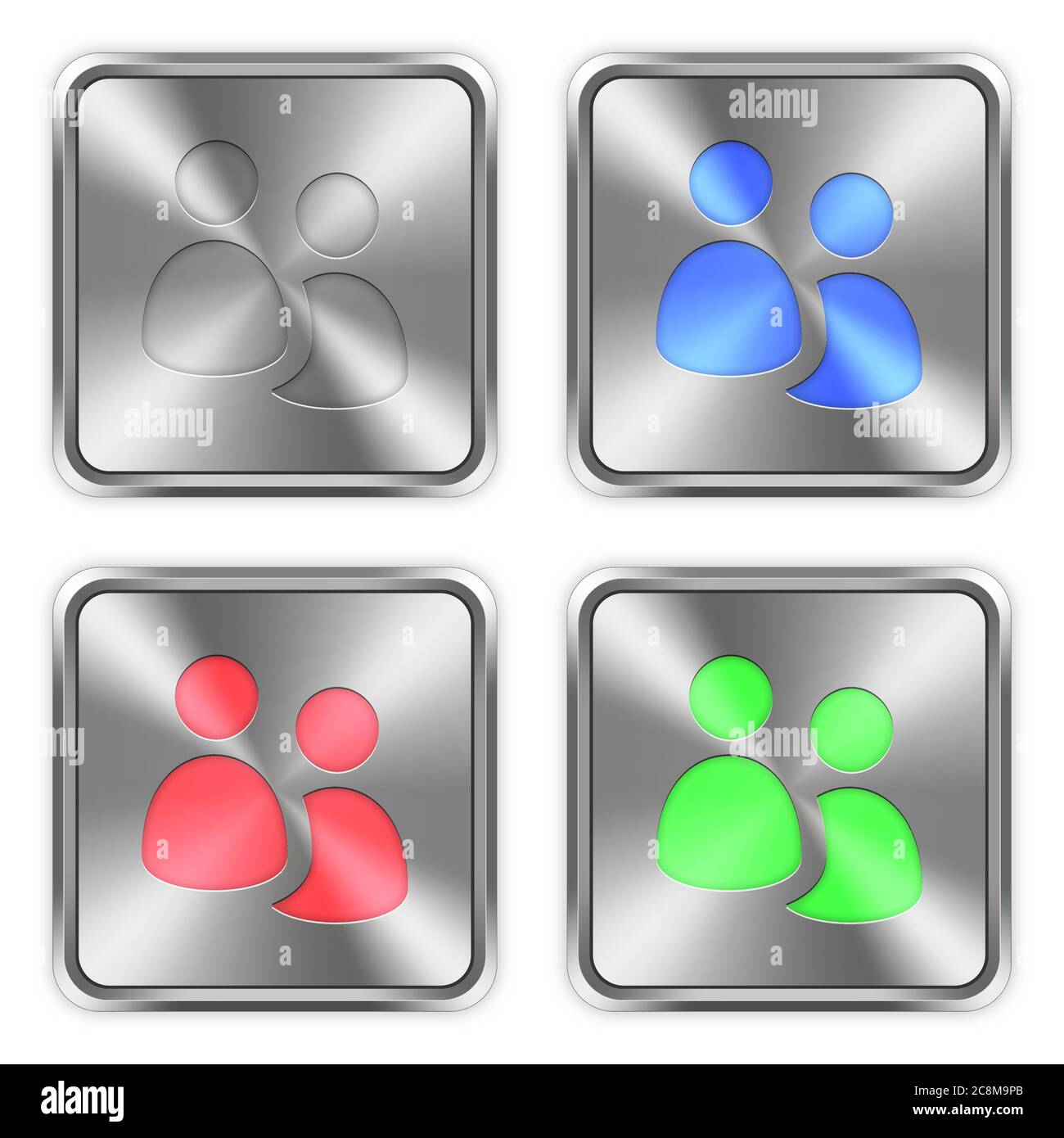 Color user group icons engraved in glossy steel push buttons. Well organized layer structure ...