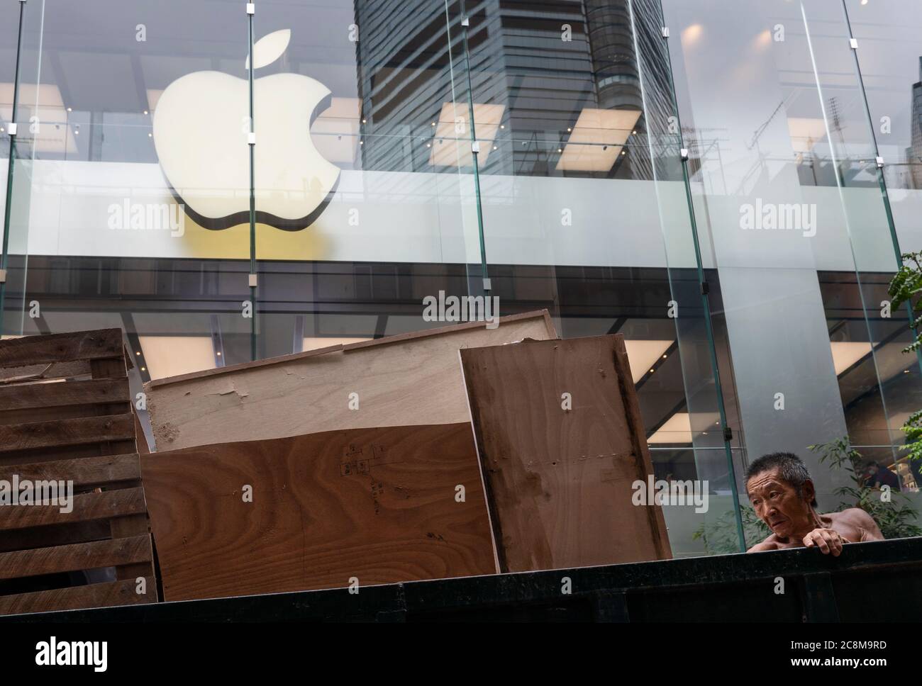 American multinational technology company Apple store and logo seen in ...