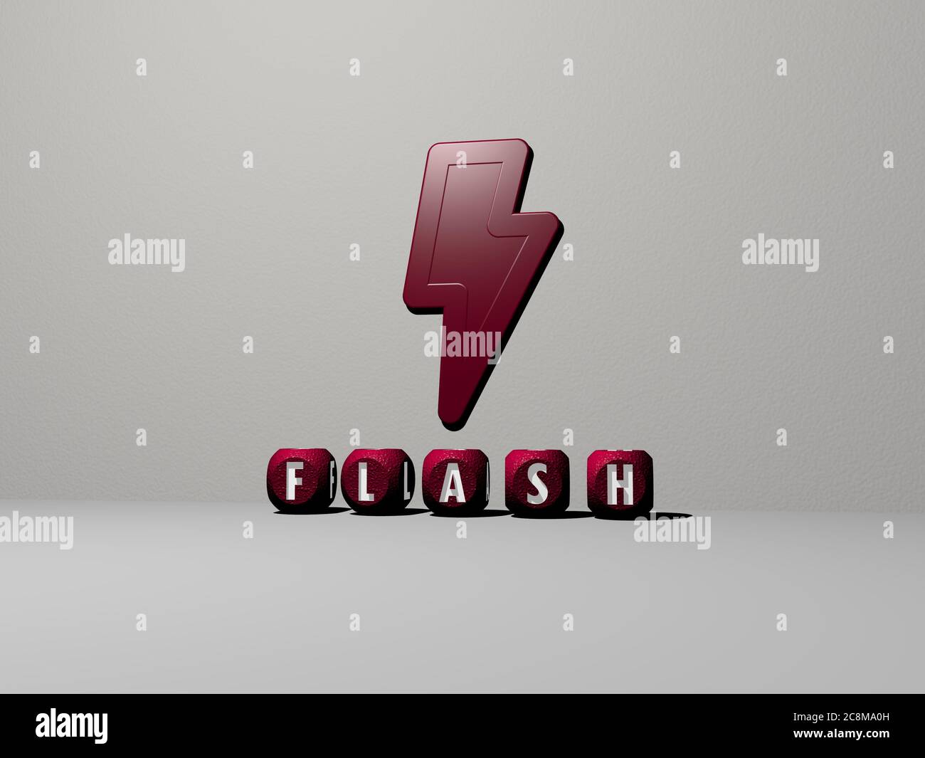 3D representation of flash with icon on the wall and text arranged by ...