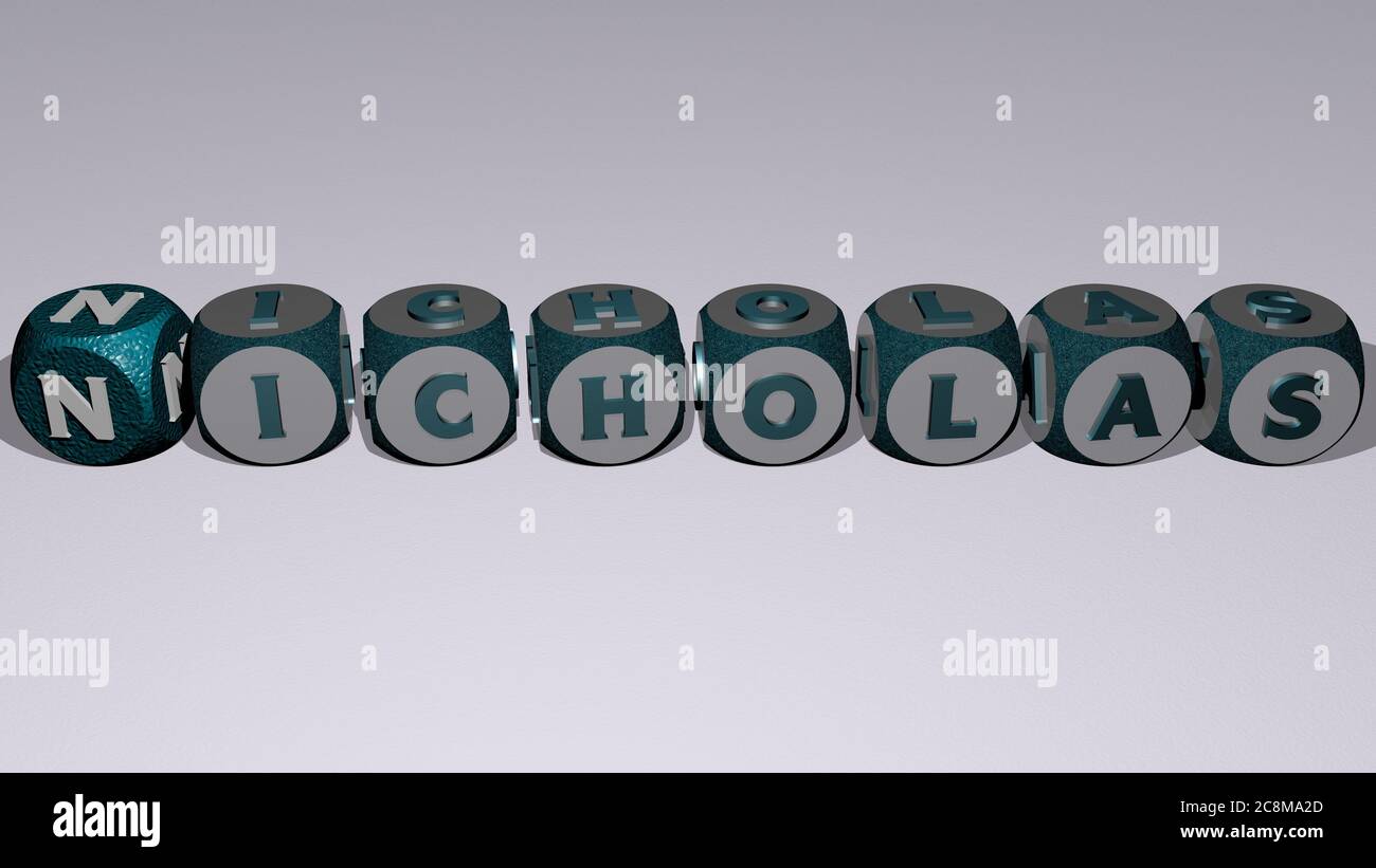 combination of nicholas built by cubic letters from the top perspective ...