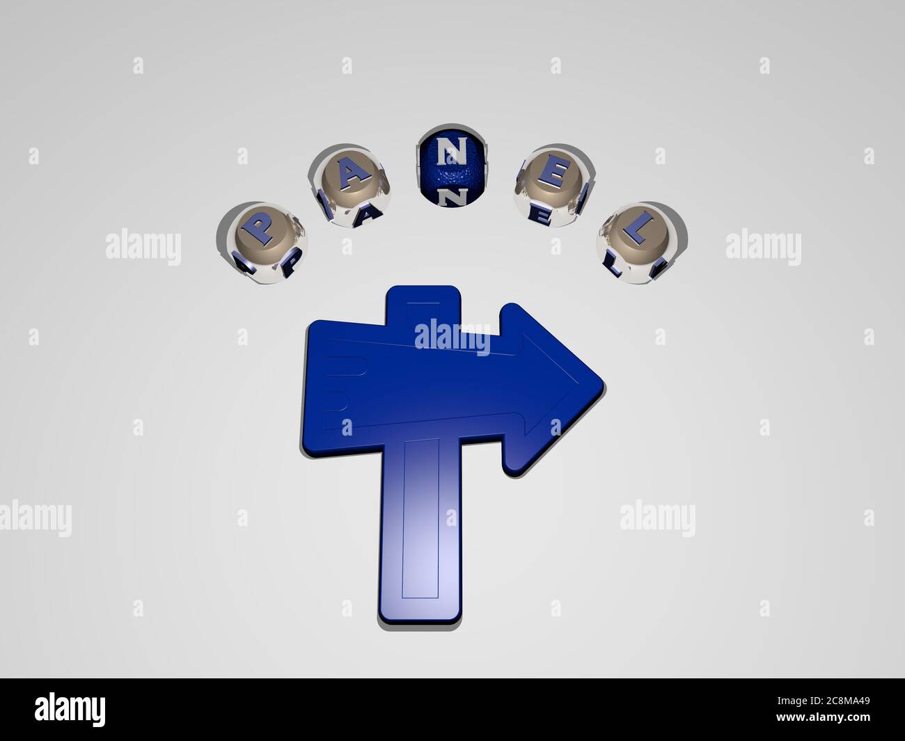 3D illustration of panel graphics and text around the icon made by ...