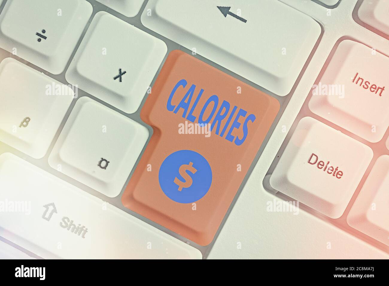 Handwriting text Calories. Conceptual photo an amount of food having a ...