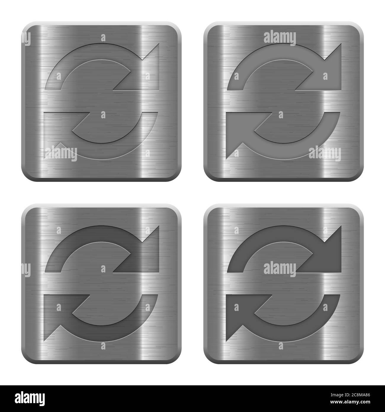 Set of Refresh buttons vector in brushed metal style. Arranged layer ...