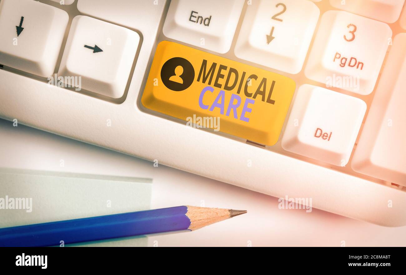 Conceptual hand writing showing Medical Care. Concept meaning the ...
