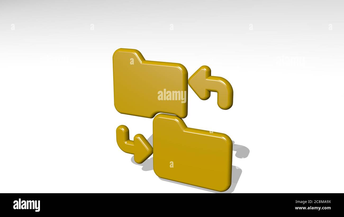 folder exchange made by 3D illustration of a shiny metallic sculpture ...
