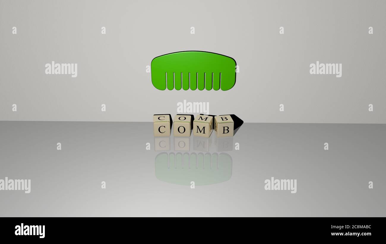 3D representation of COMB with icon on the wall and text arranged by ...