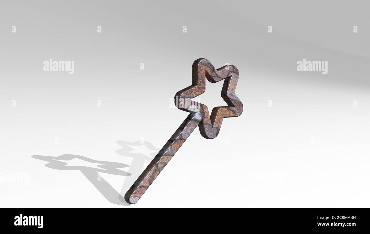 DESIGN TOOL MAGIC WAND made by 3D illustration of a shiny metallic ...