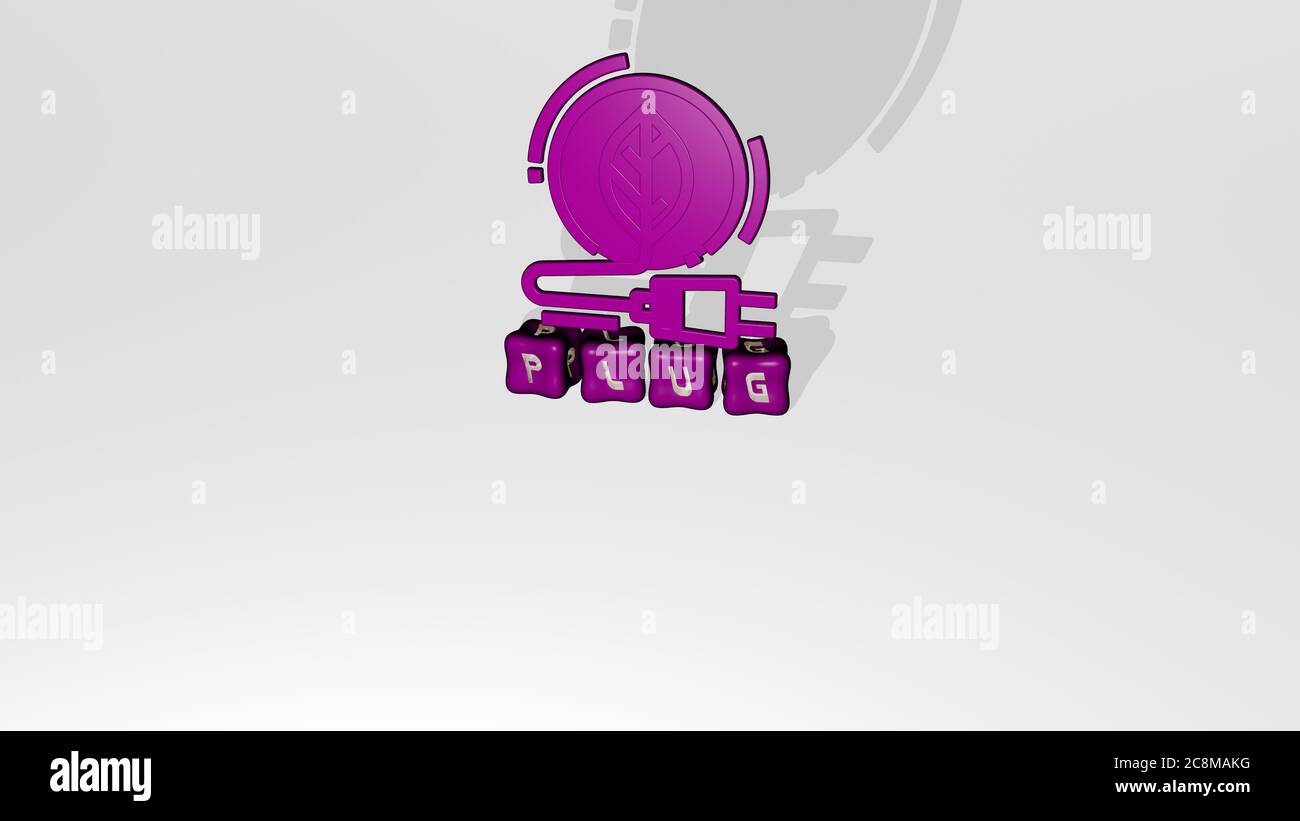 3D representation of plug with icon on the wall and text arranged by ...