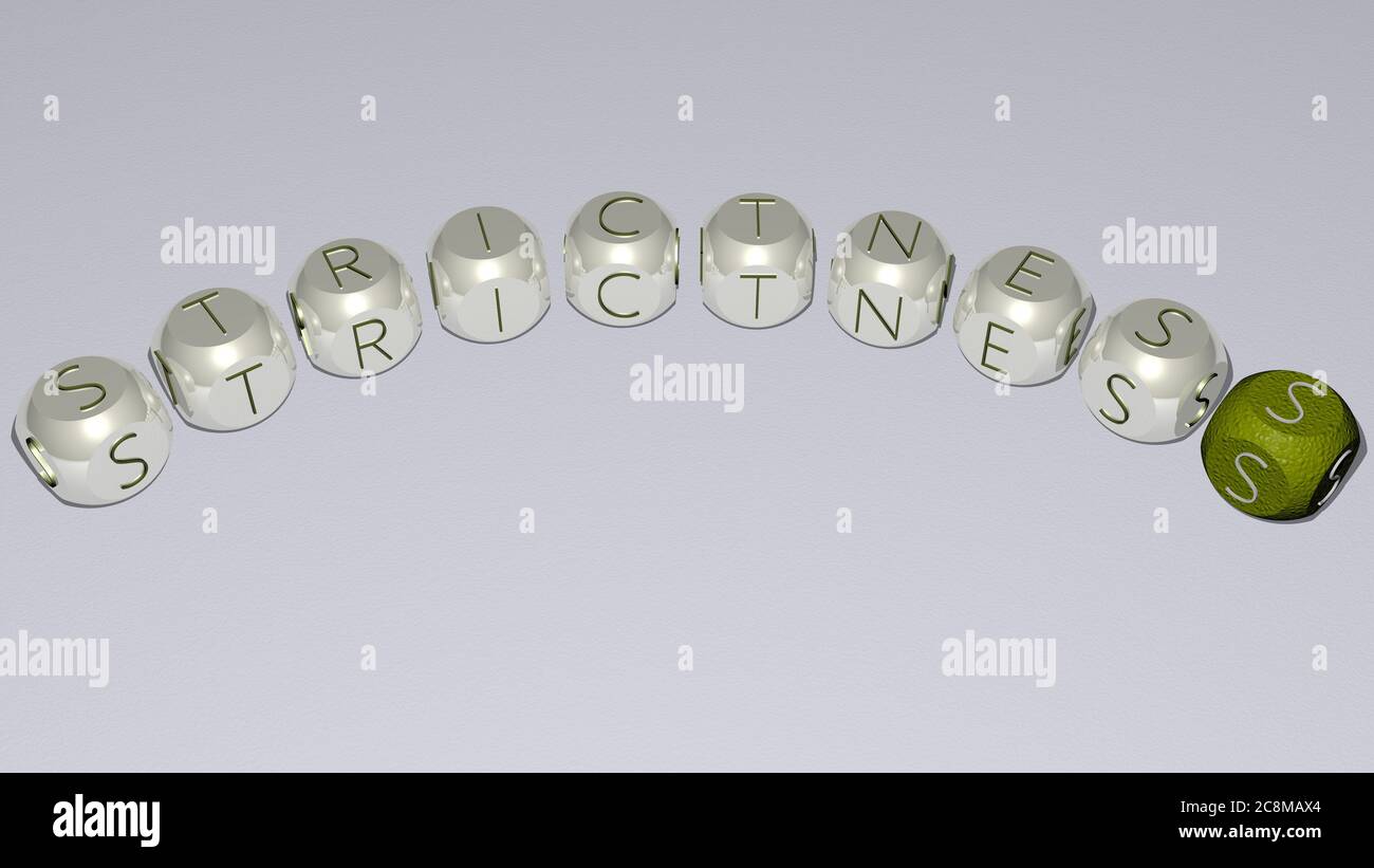 crosswords of Strictness arranged by cubic letters on a mirror floor ...