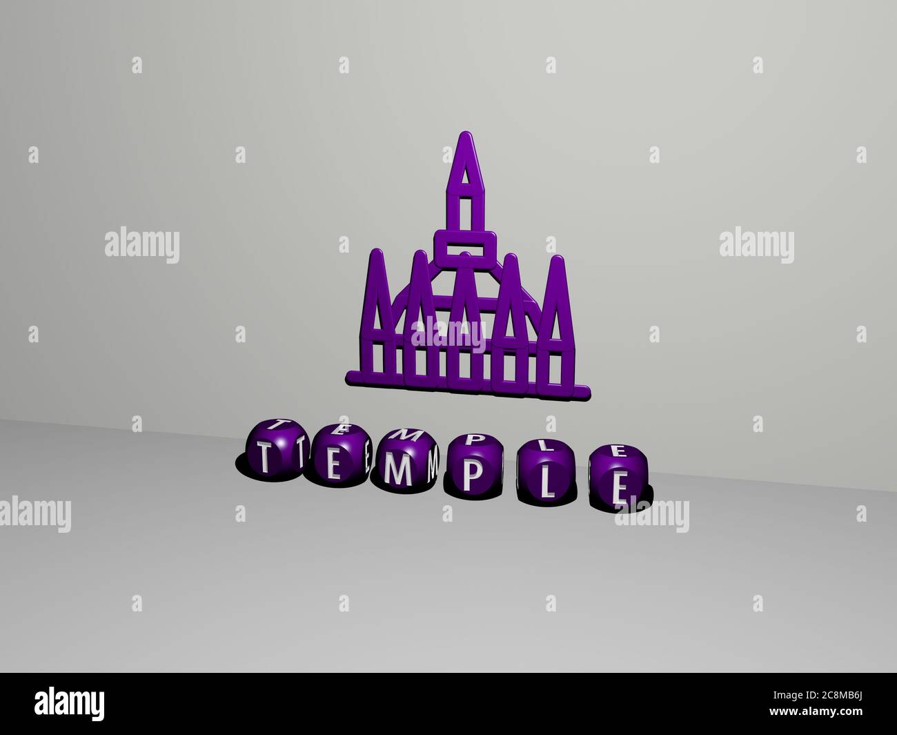 3D graphical image of temple vertically along with text built by ...