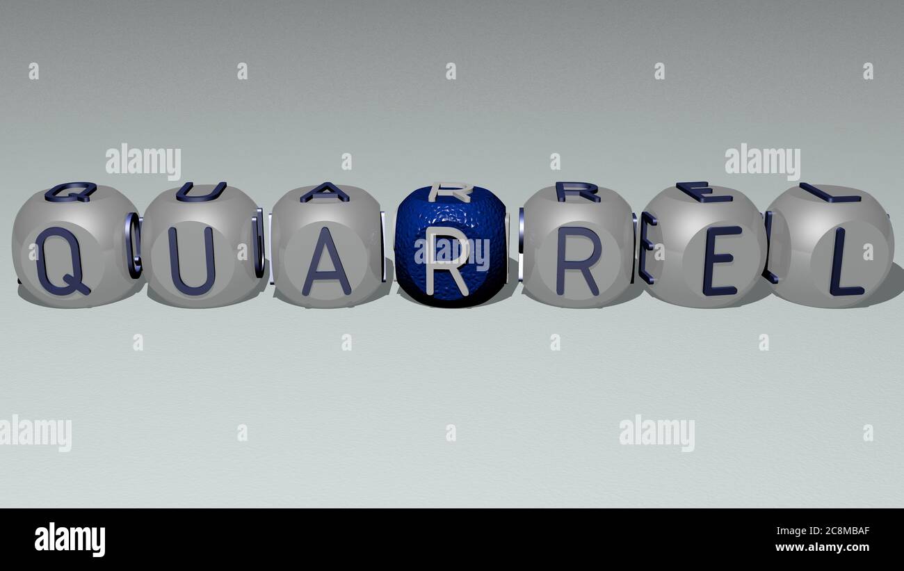 combination of quarrel built by cubic letters from the top perspective ...