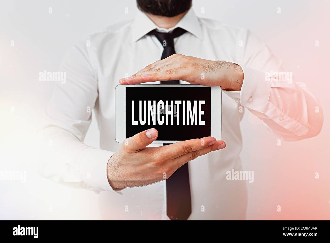 Writing note showing Lunchtime. Business concept for the time at which ...