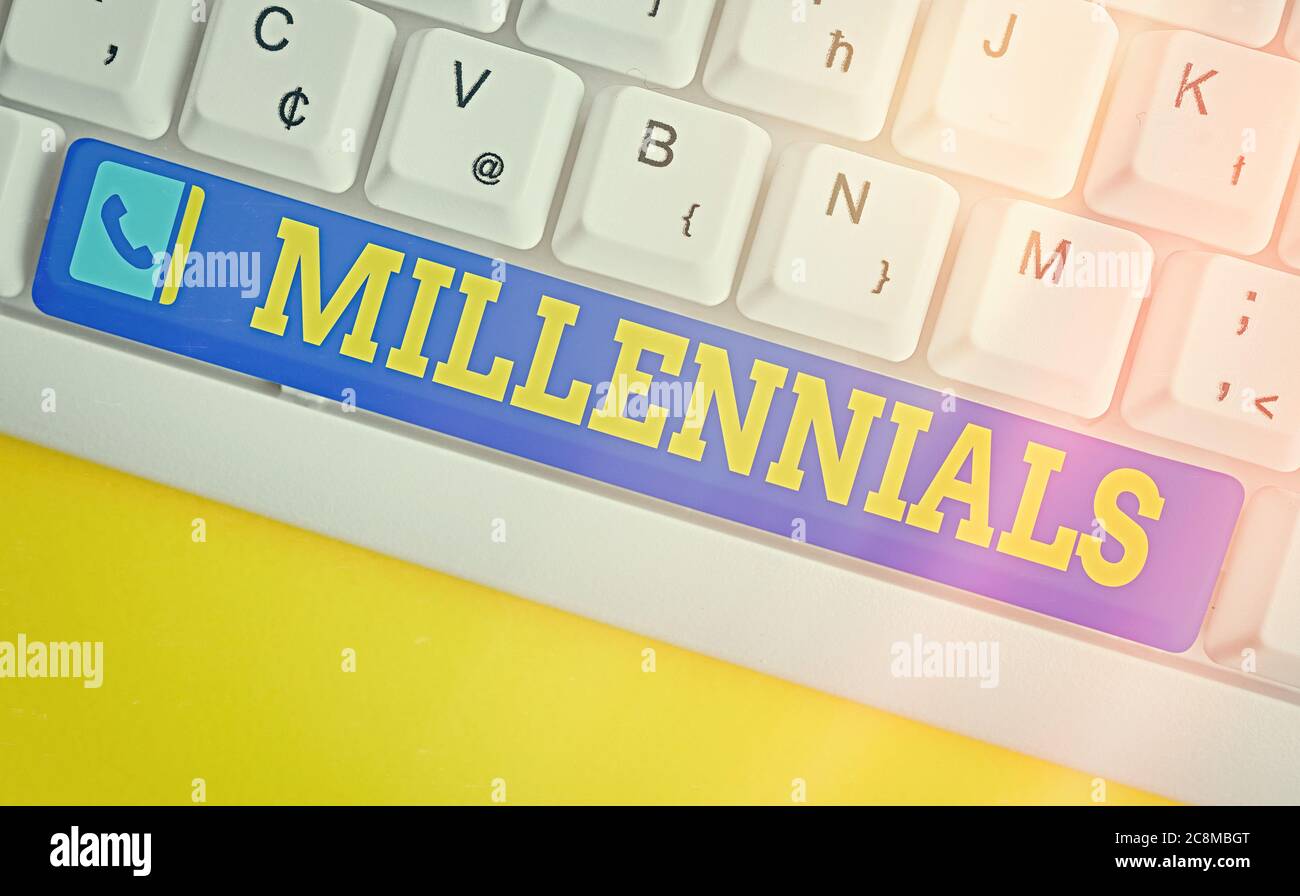 Conceptual hand writing showing Millennials. Concept meaning an ...