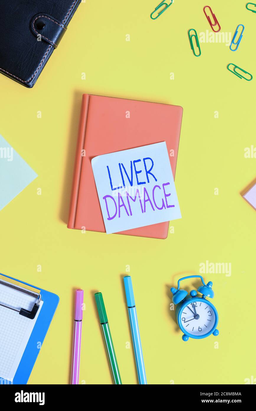 Handwriting text writing Liver Damage. Conceptual photo any disorder of ...