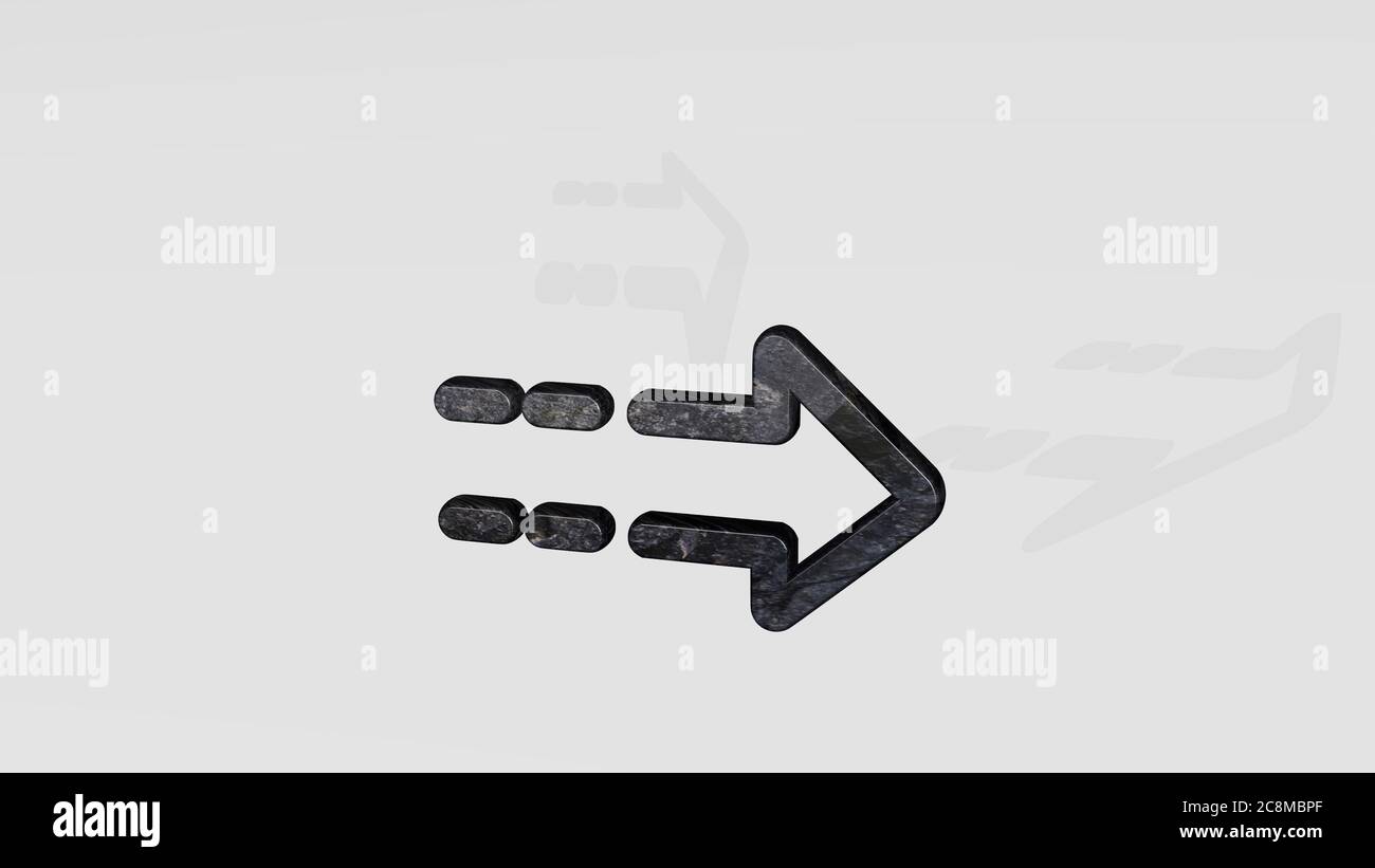 diagram arrow dash right casting shadow from a perspective. A thick ...