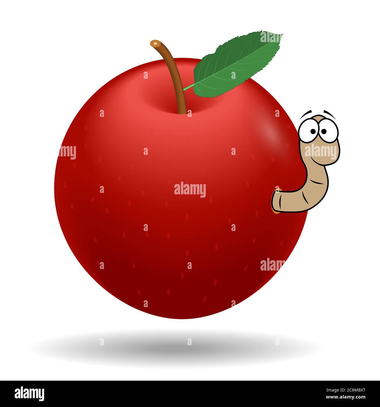 Vector graphic of a red apple with worm Stock Vector Image & Art - Alamy