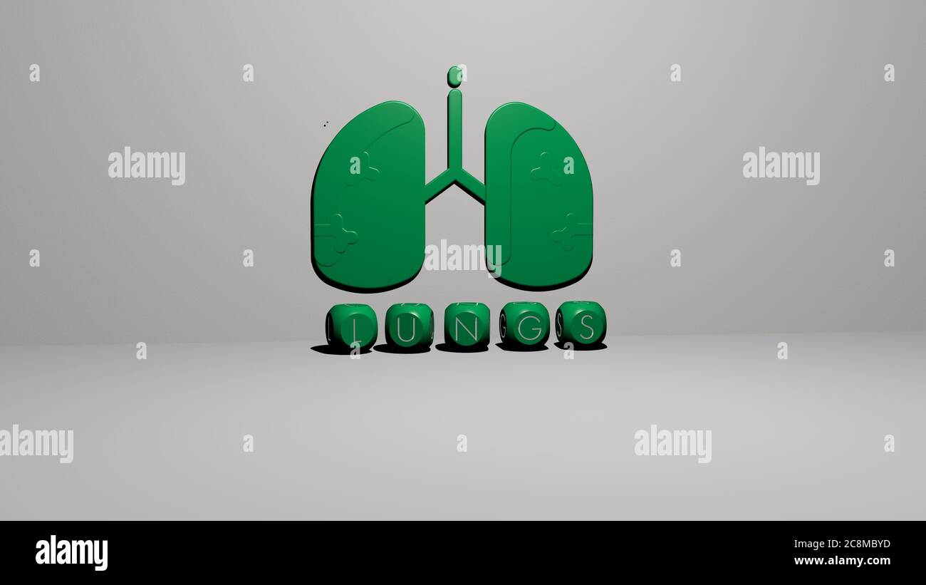 3D representation of lungs with icon on the wall and text arranged by ...