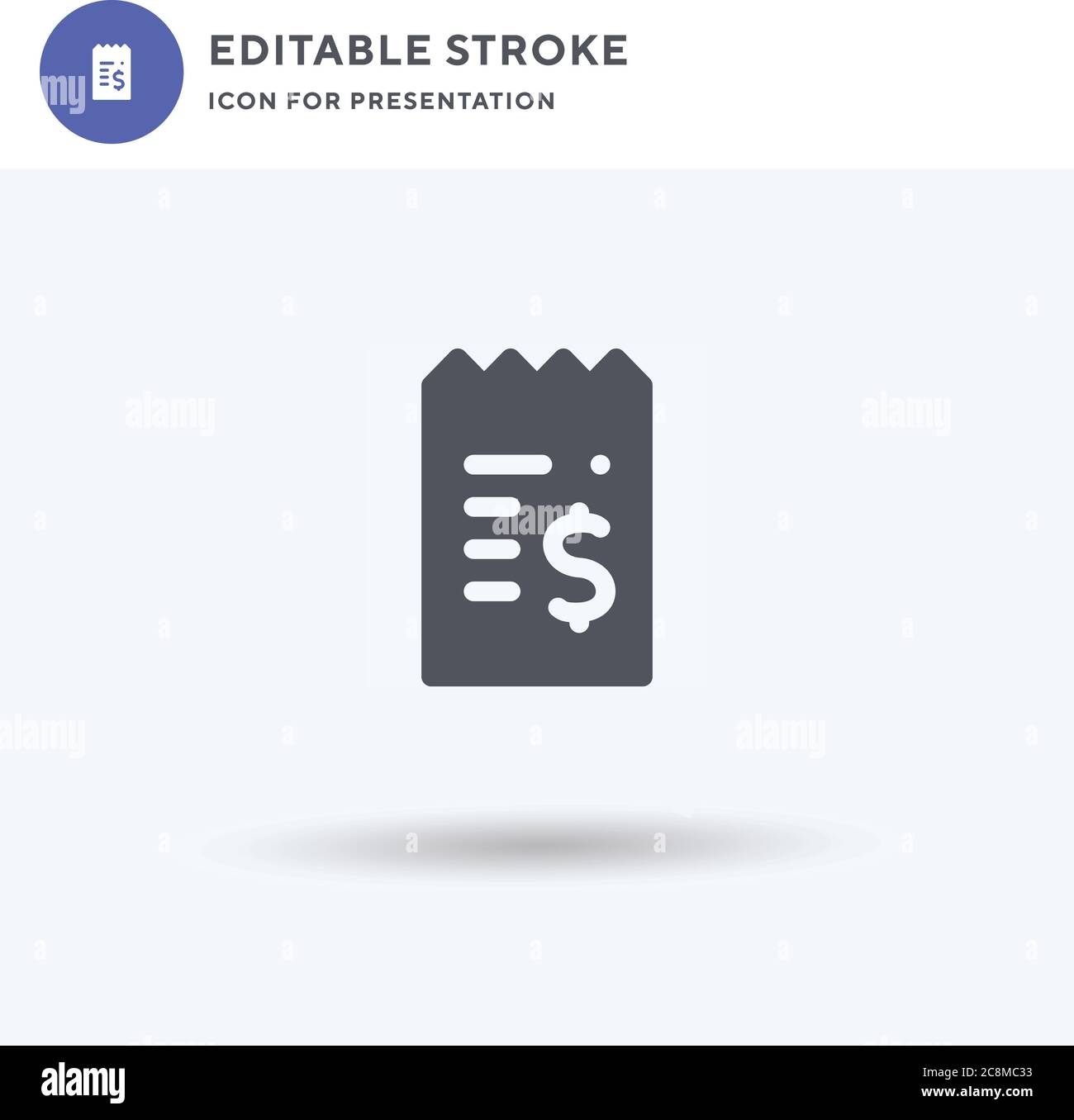 Receipt icon vector, filled flat sign, solid pictogram isolated on ...