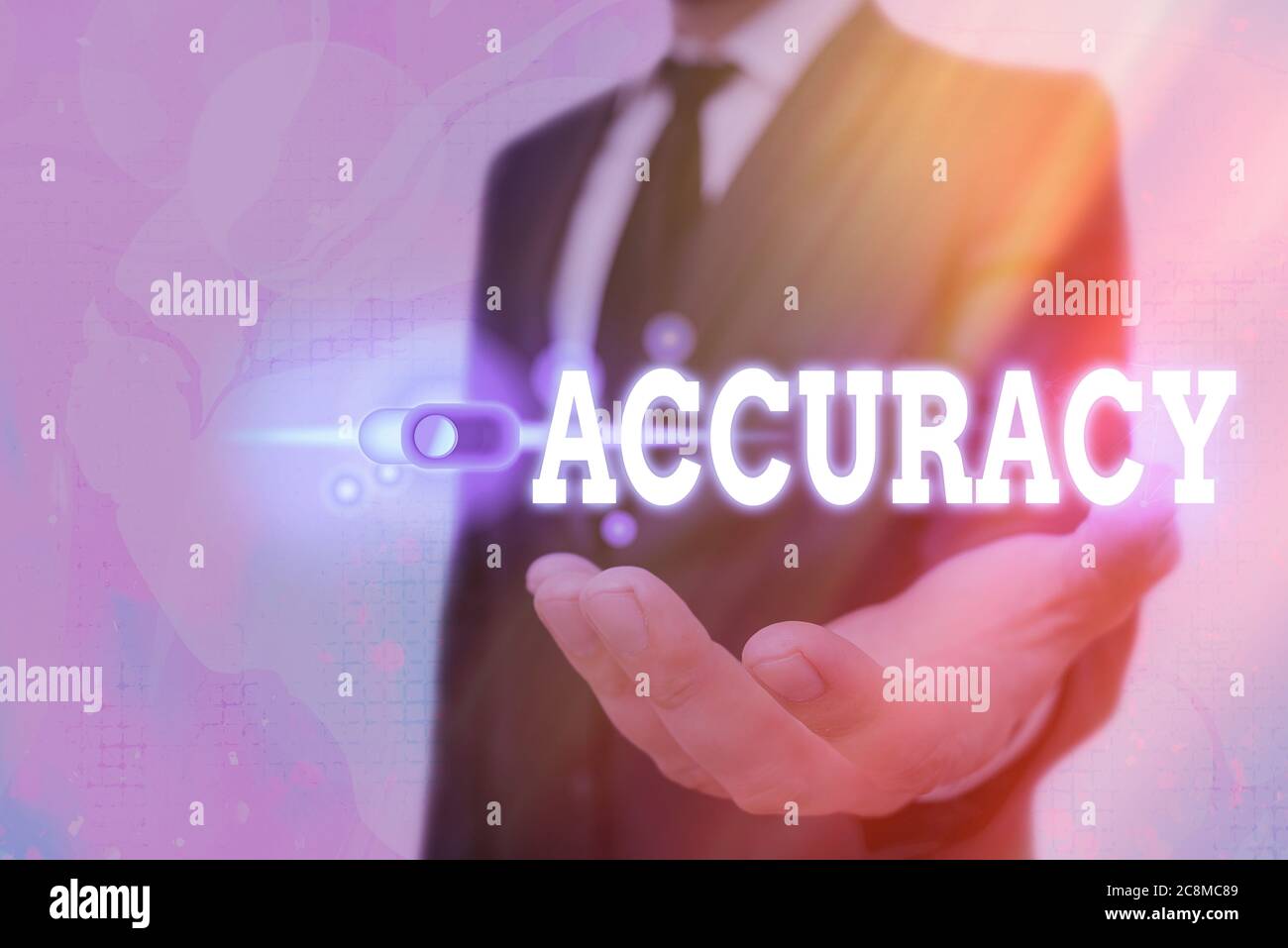 Text sign showing Accuracy. Business photo text degree of conformity of ...