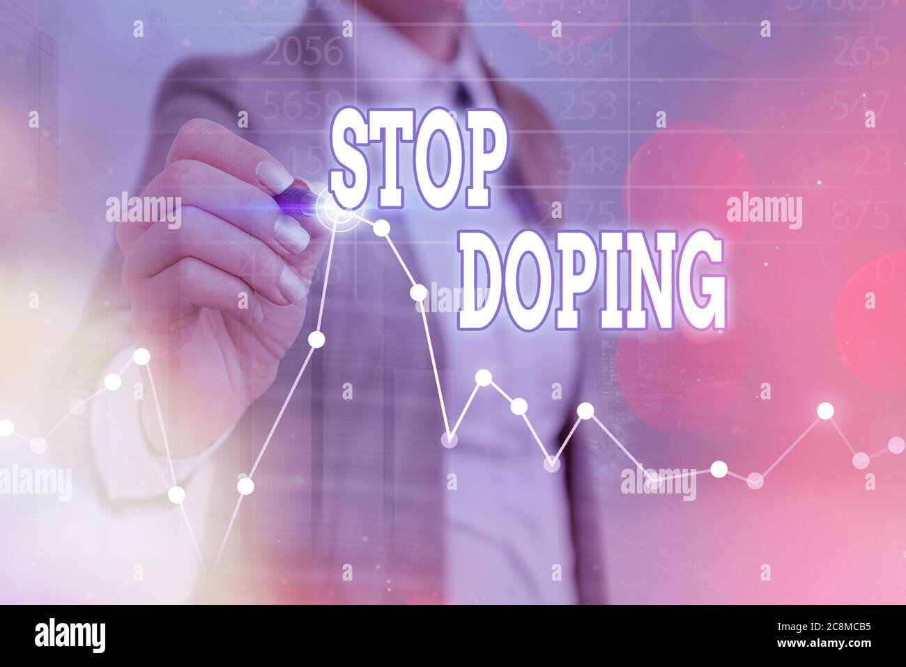 Writing note showing Stop Doping. Business concept for quit the use of ...