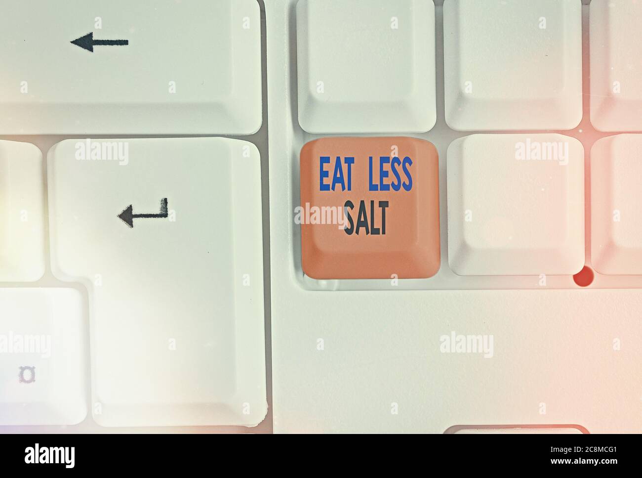 Text sign showing Eat Less Salt. Business photo showcasing reducing the ...