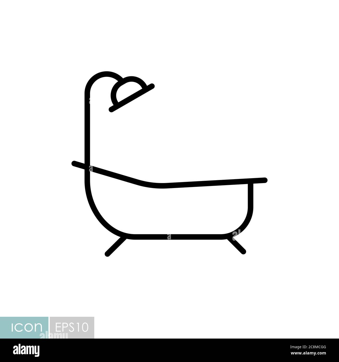 Bathroom vector icon. Bath with shower sign. Graph symbol for travel ...
