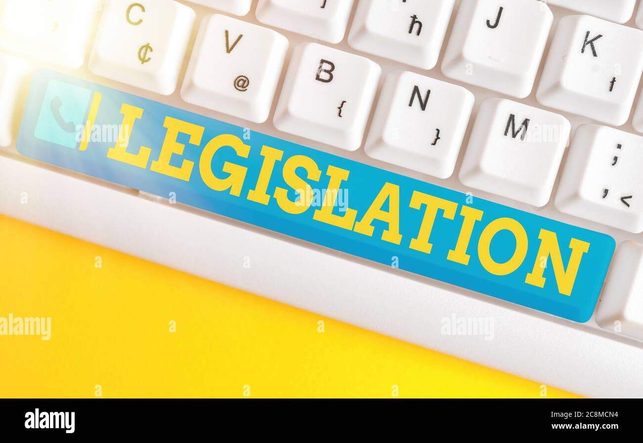 Conceptual hand writing showing Legislation. Concept meaning the ...