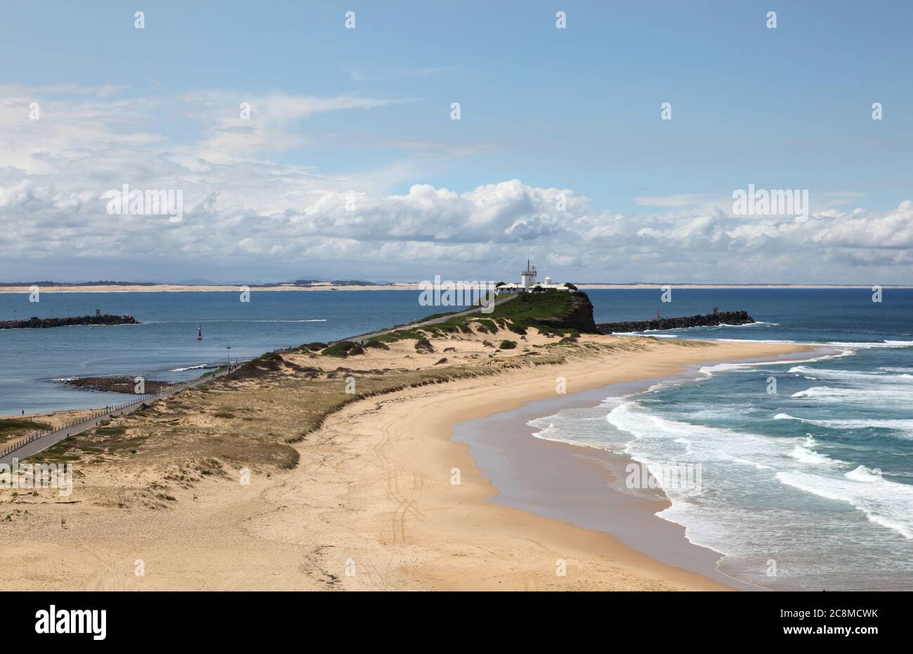Nobby's Beach and Lighthouse - Newcastle Australia. Iconic landmark of ...