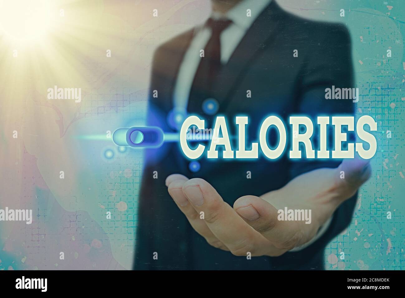 Text sign showing Calories. Business photo text an amount of food ...