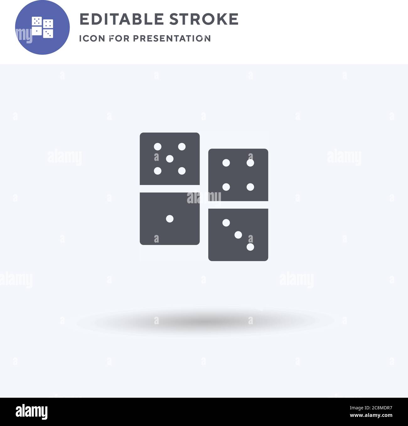 Domino icon vector, filled flat sign, solid pictogram isolated on white ...