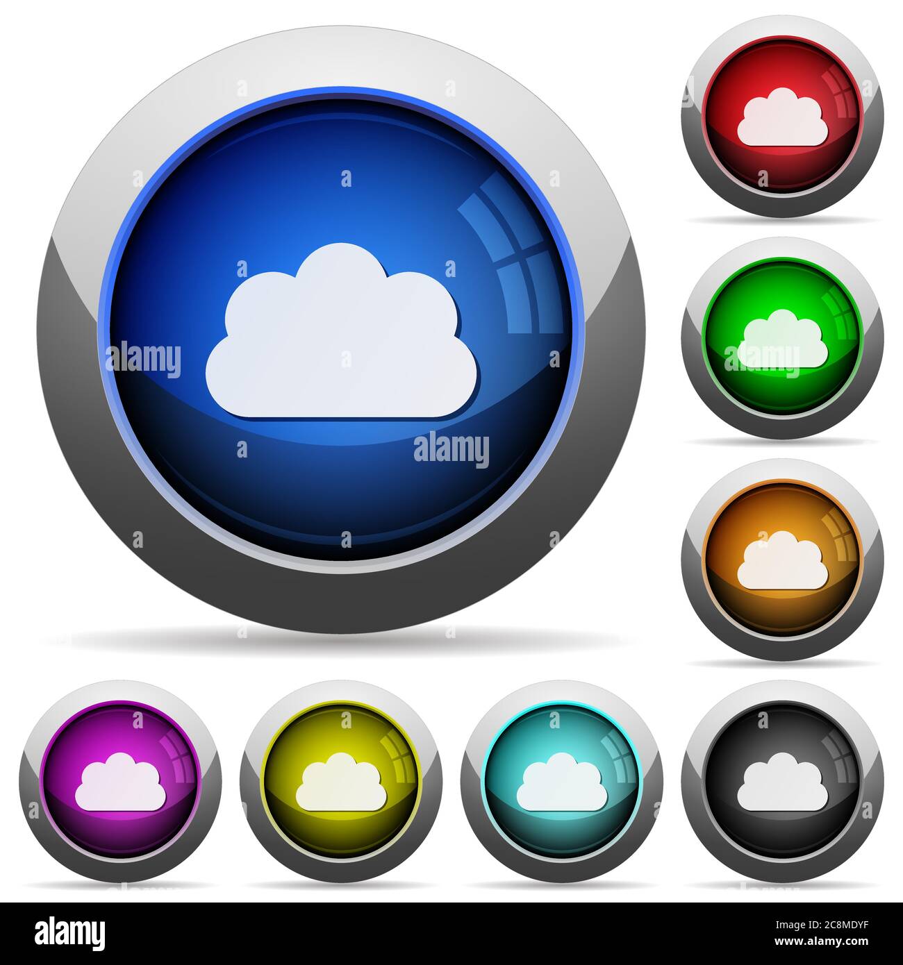 Set of round glossy cloud buttons. Arranged layer structure Stock ...