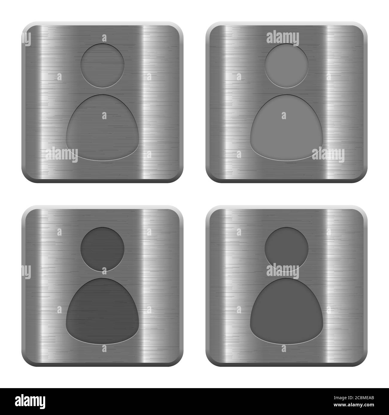 Set of User profile buttons vector in brushed metal style. Arranged ...