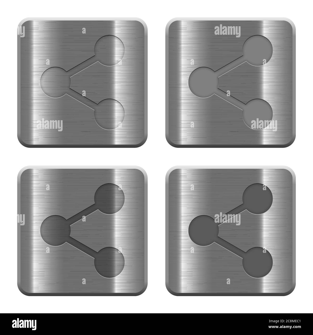 Set of Share buttons vector in brushed metal style. Arranged layer ...