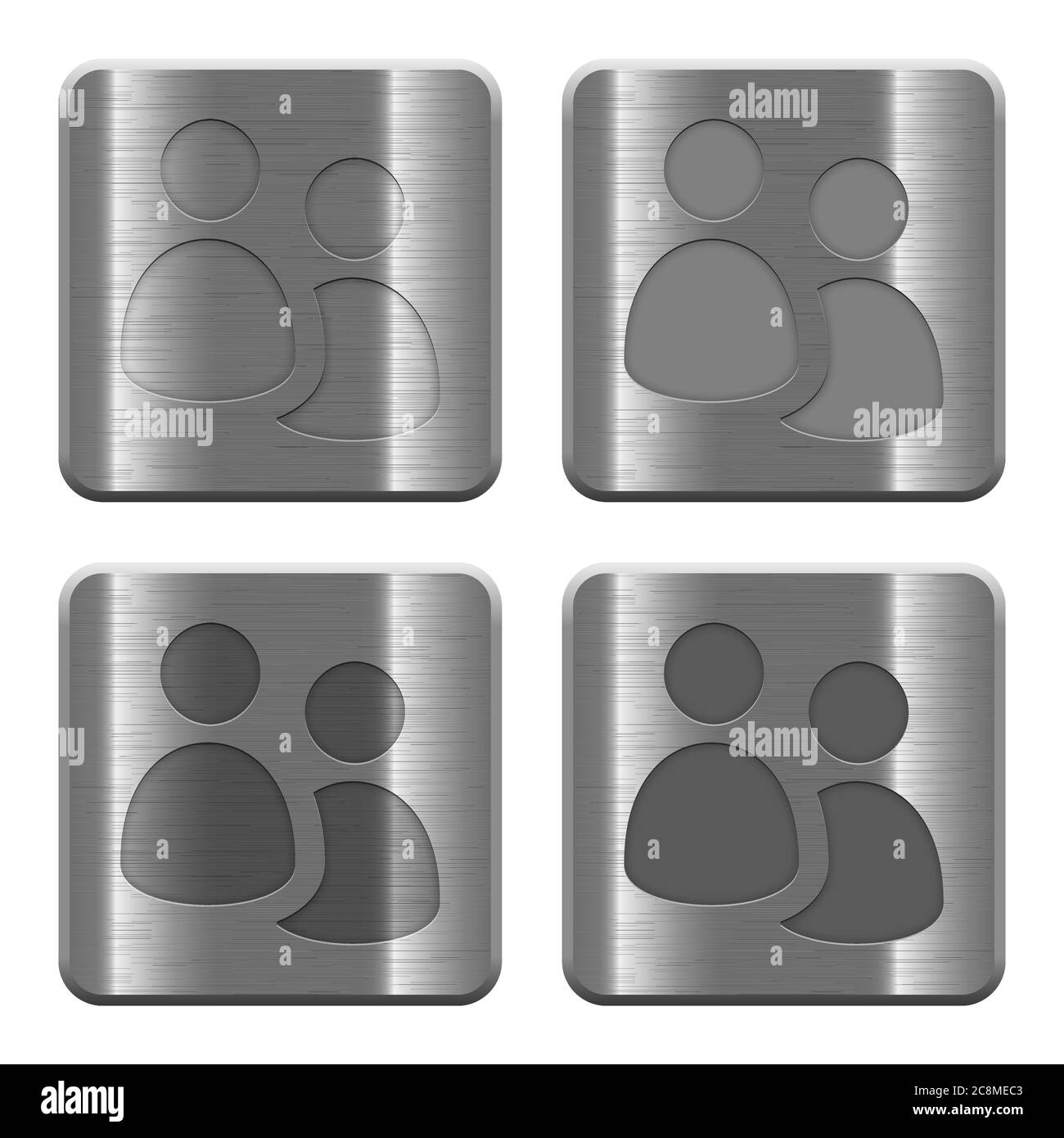 Set of User group buttons vector in brushed metal style. Arranged layer, color and graphic style ...
