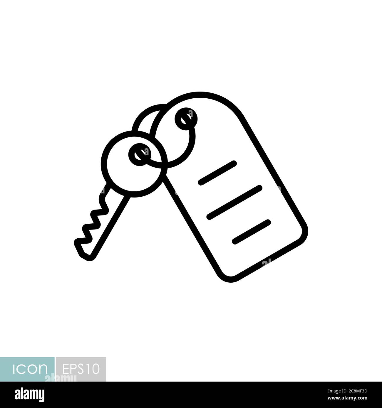 Hotel room key with number vector icon. Graph symbol for travel and ...