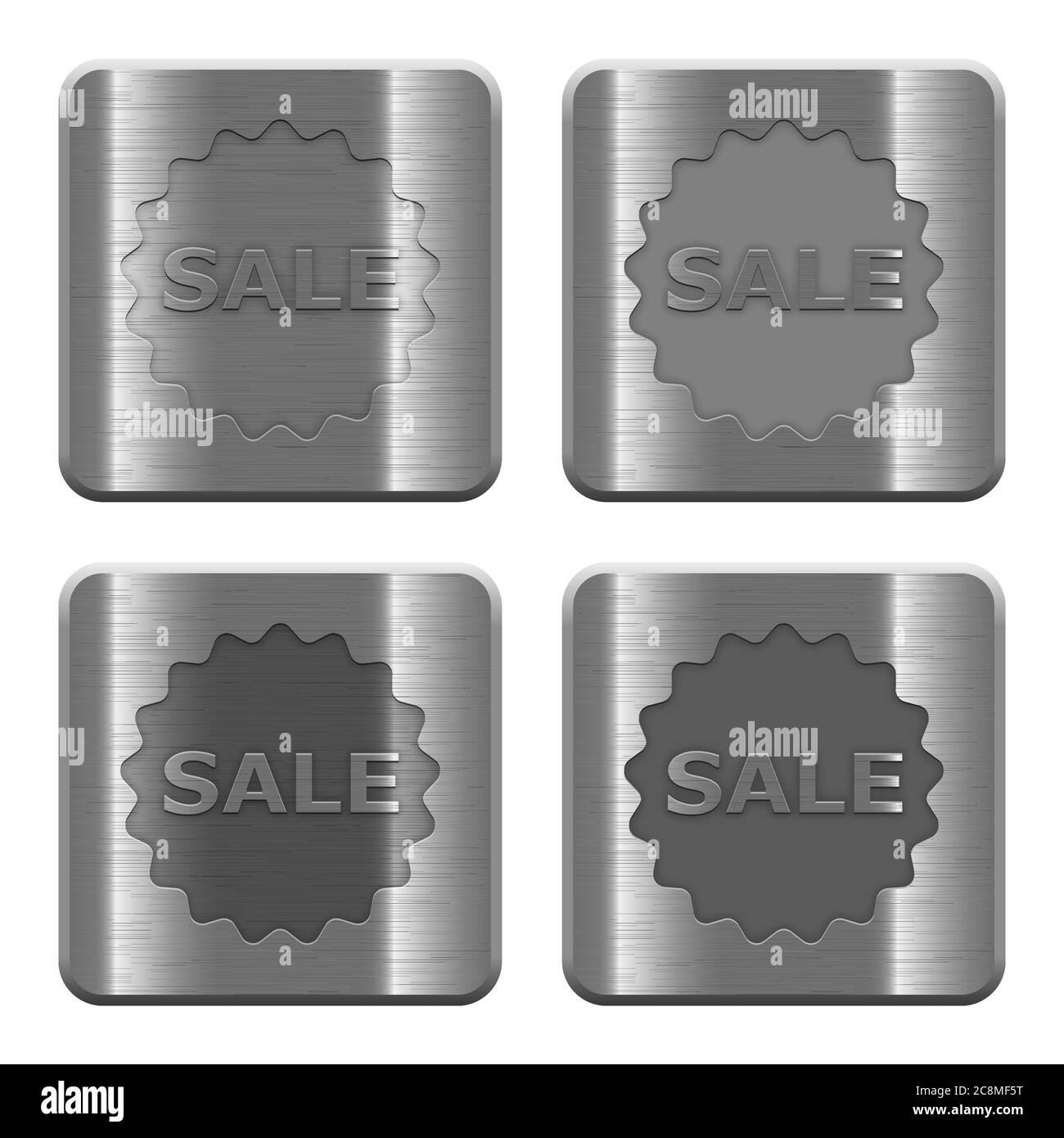 Set of Sale badge buttons vector in brushed metal style. Arranged layer ...