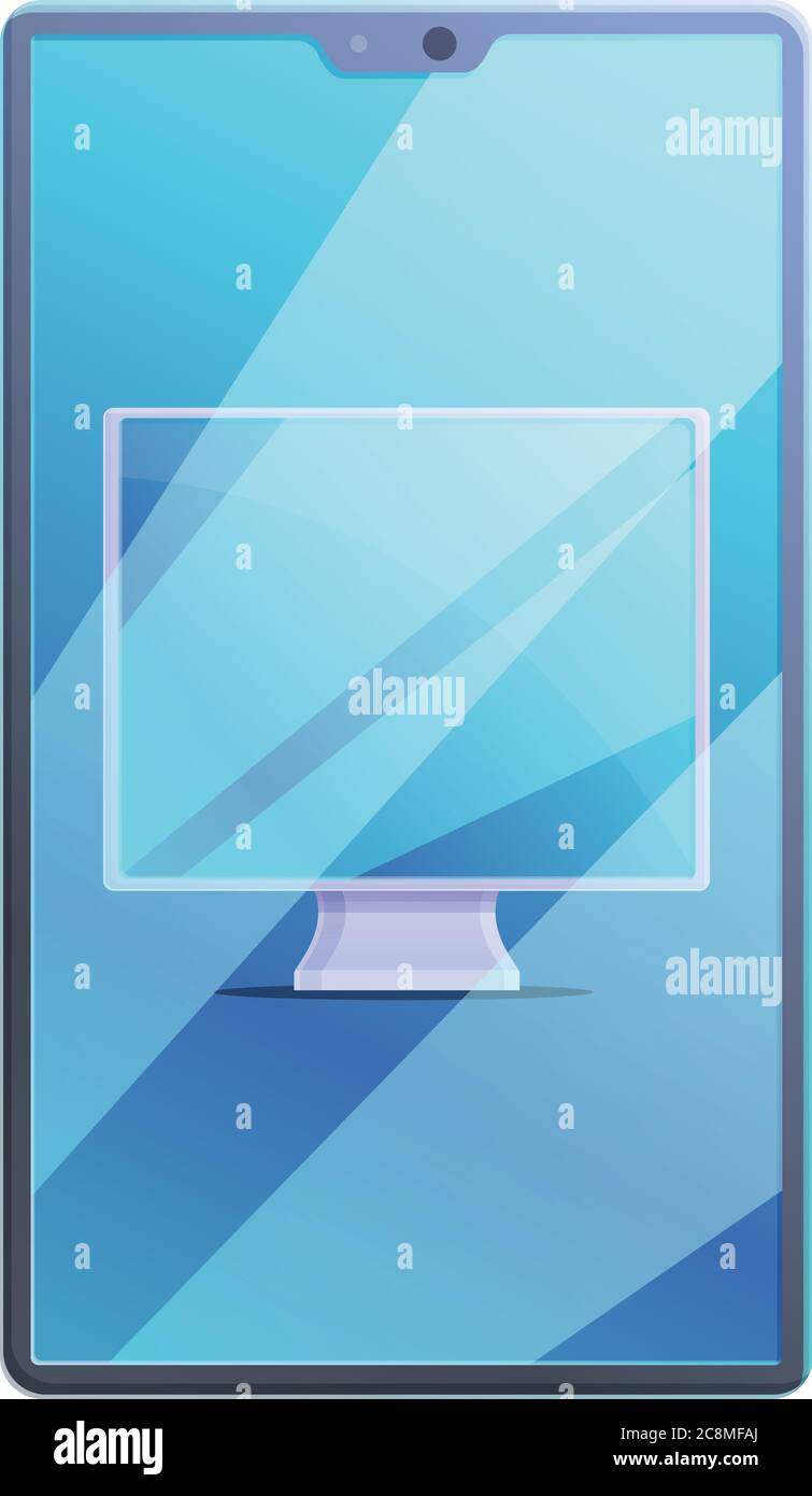 Smartphone computer access icon. Cartoon of smartphone computer access ...