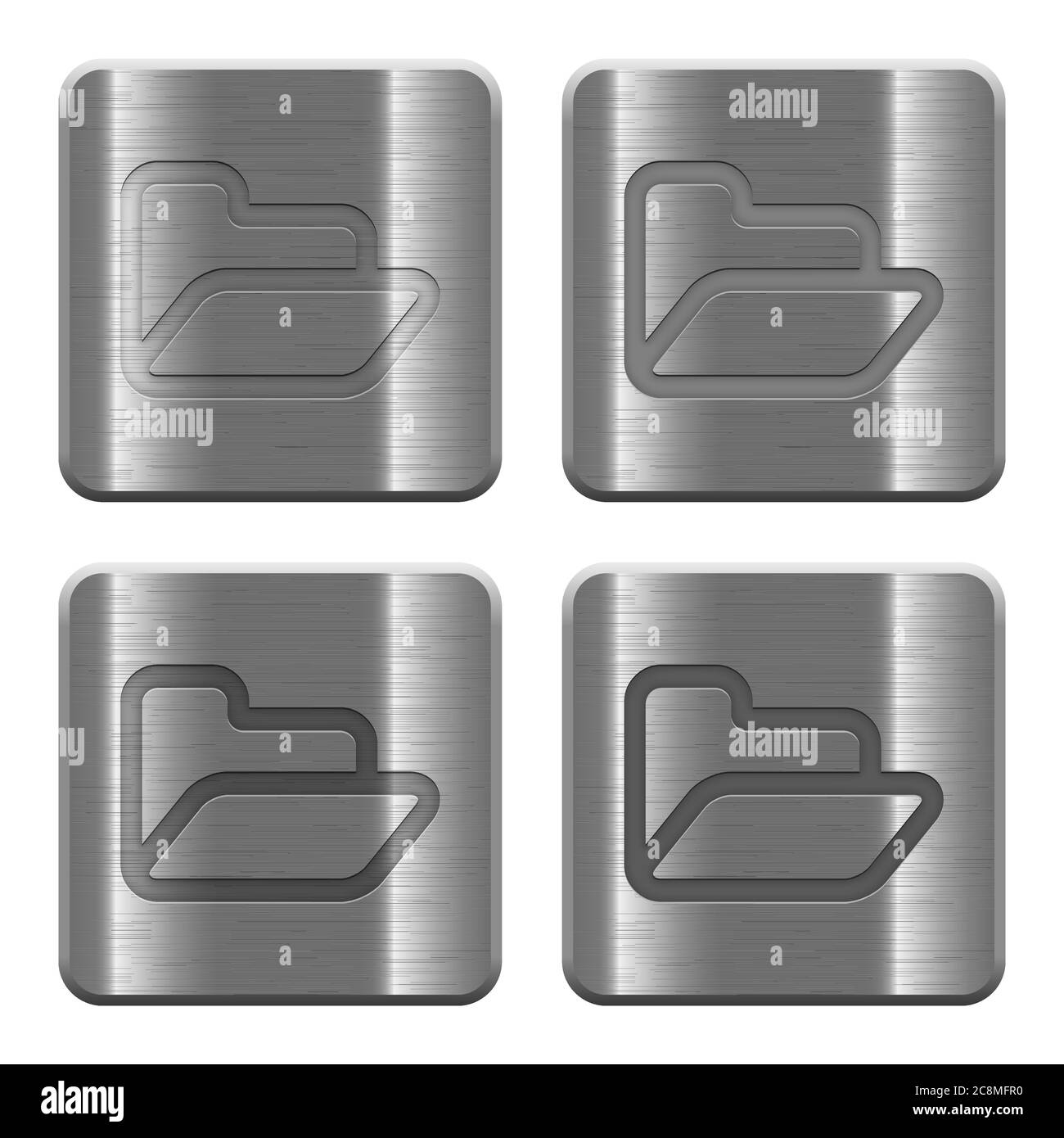 Set Of Folder Buttons Vector In Brushed Metal Style Arranged Layer Color And Graphic Style